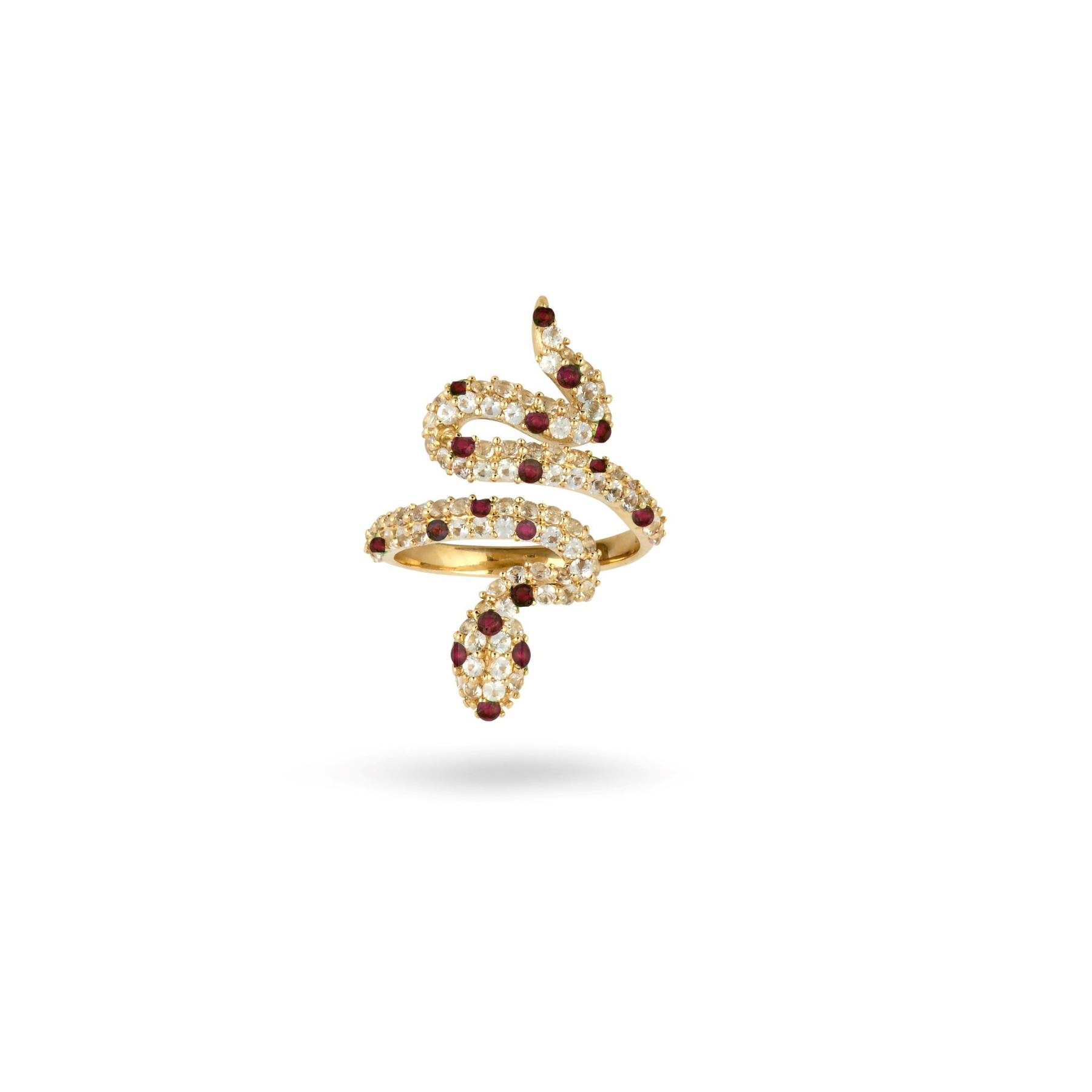 Sarpe Ruby & White Diamond Winding 18ct Gold Cocktail Snake Ring ...